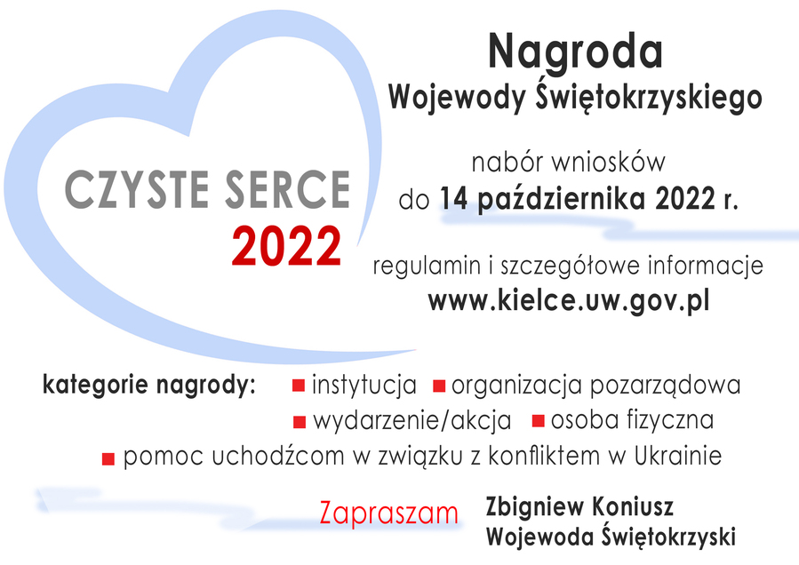Czyste serce - nagroda wojewody - Urząd Marszałkowski Województwa Świętokrzyskiego